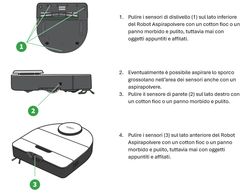 Come pulire i sensori del robot VR7s – Vorwerk International per l'Italia